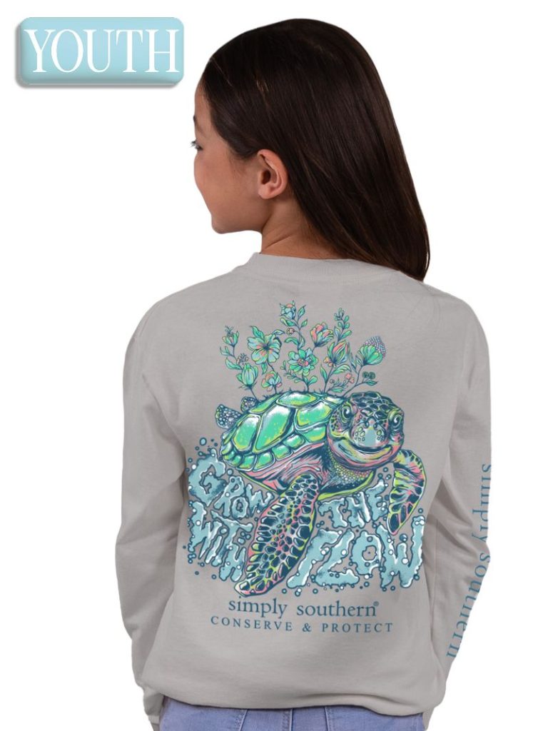 YOUTH Simply Southern Grow with the Flow Trackable Turtle Shirt ...