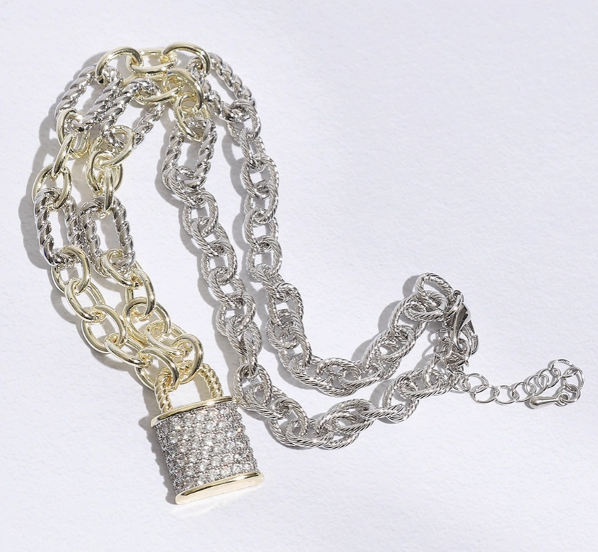 14K Gold Plated Lock Necklace | Southern Grace Farms